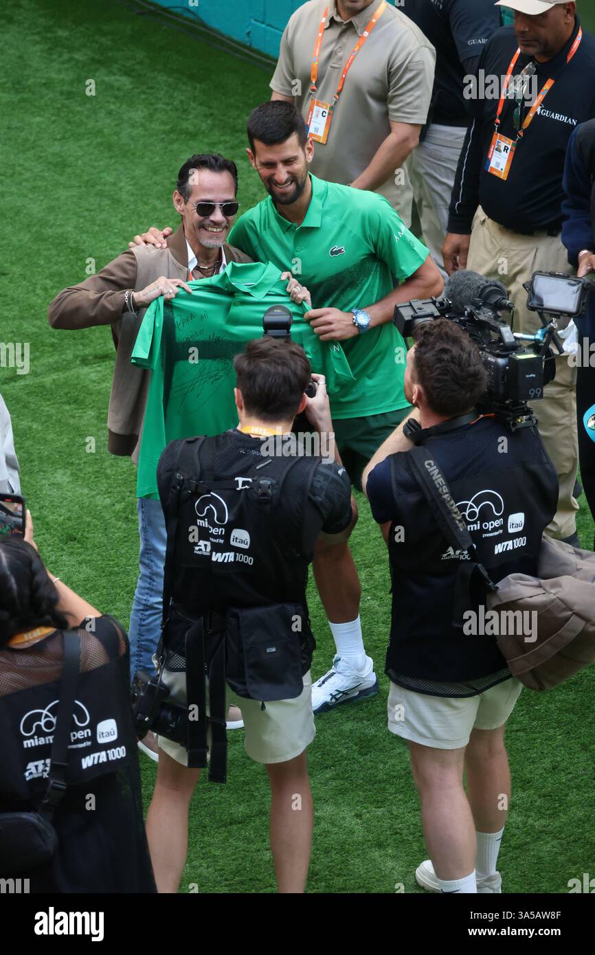 Miami Gardens, Florida, USA. 21st Mar, 2025. Marc Anthony greets Novak ...