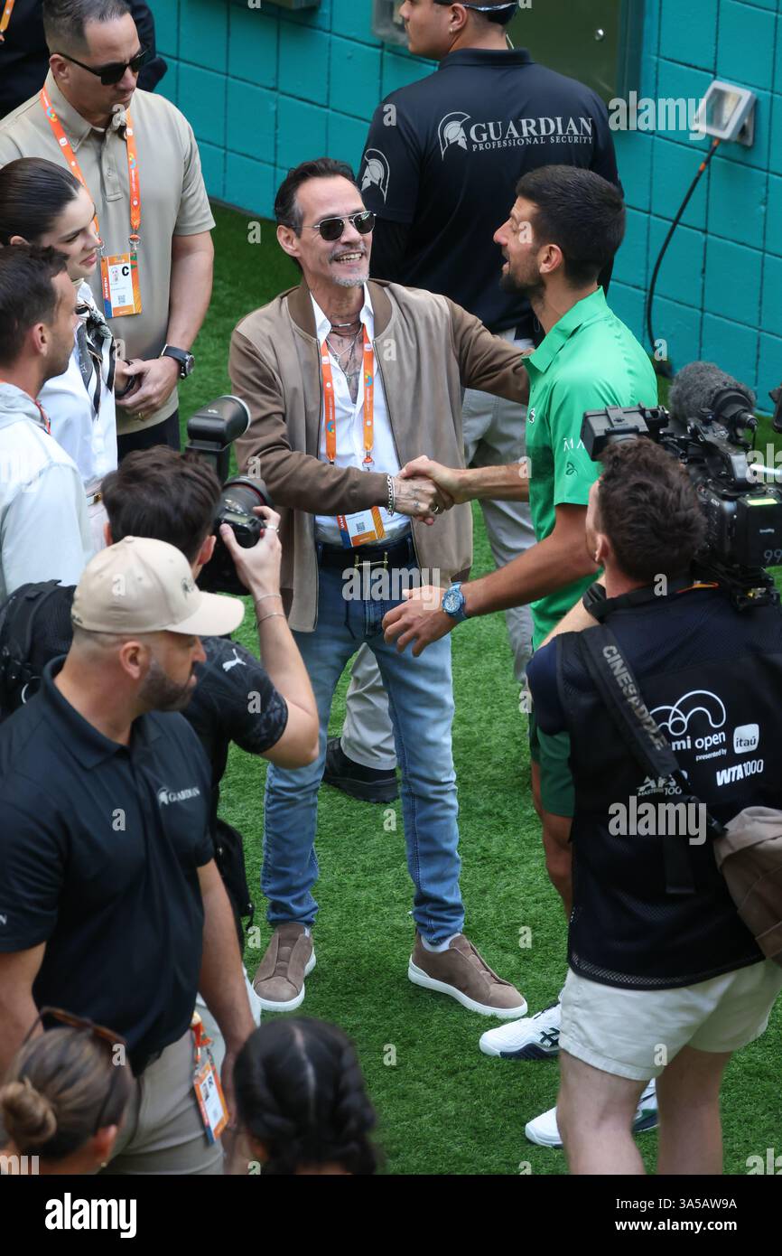 Miami Gardens, Florida, USA. 21st Mar, 2025. Marc Anthony greets Novak ...