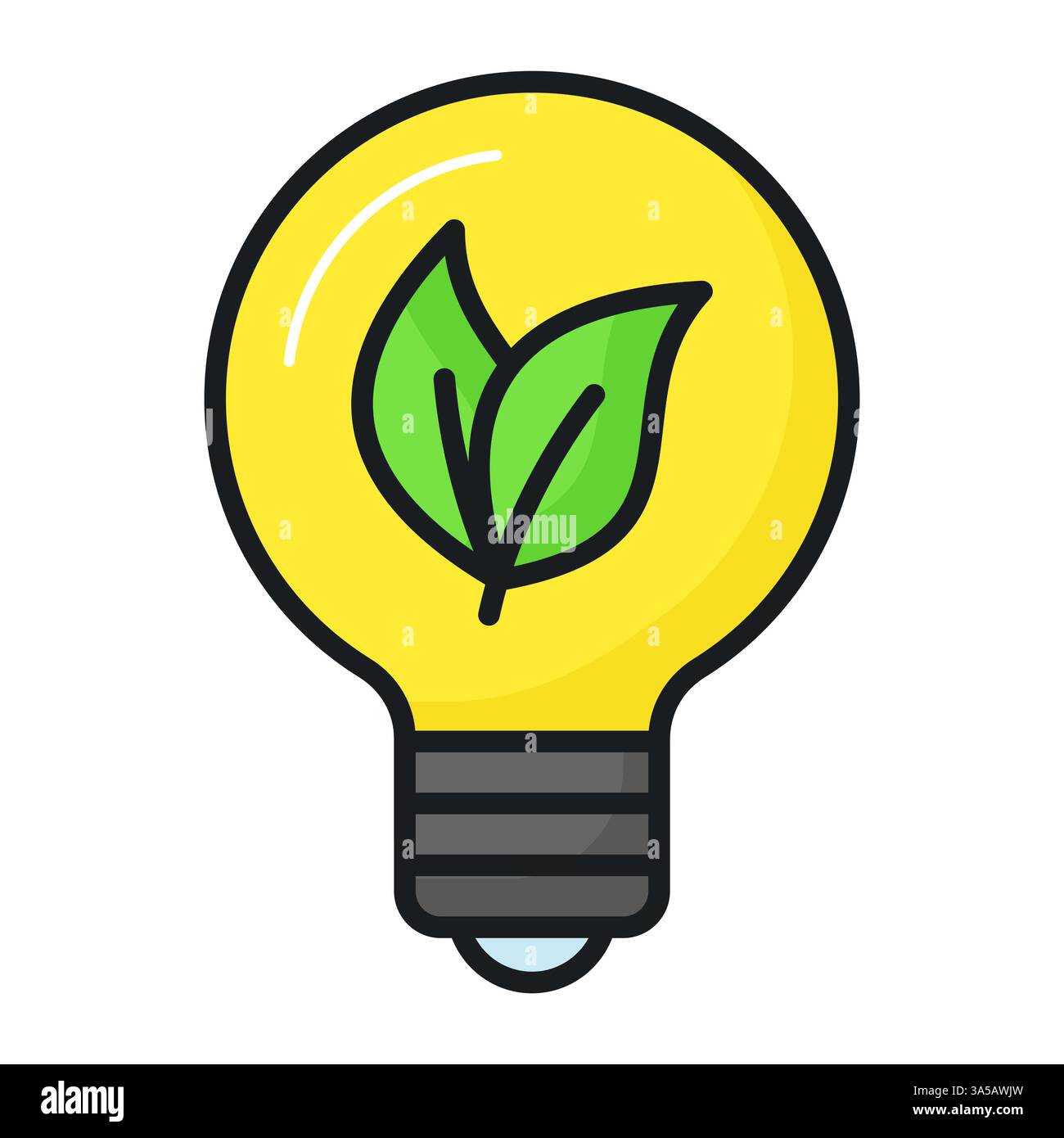Leave inside bulb showing vector of eco idea in trendy style ...