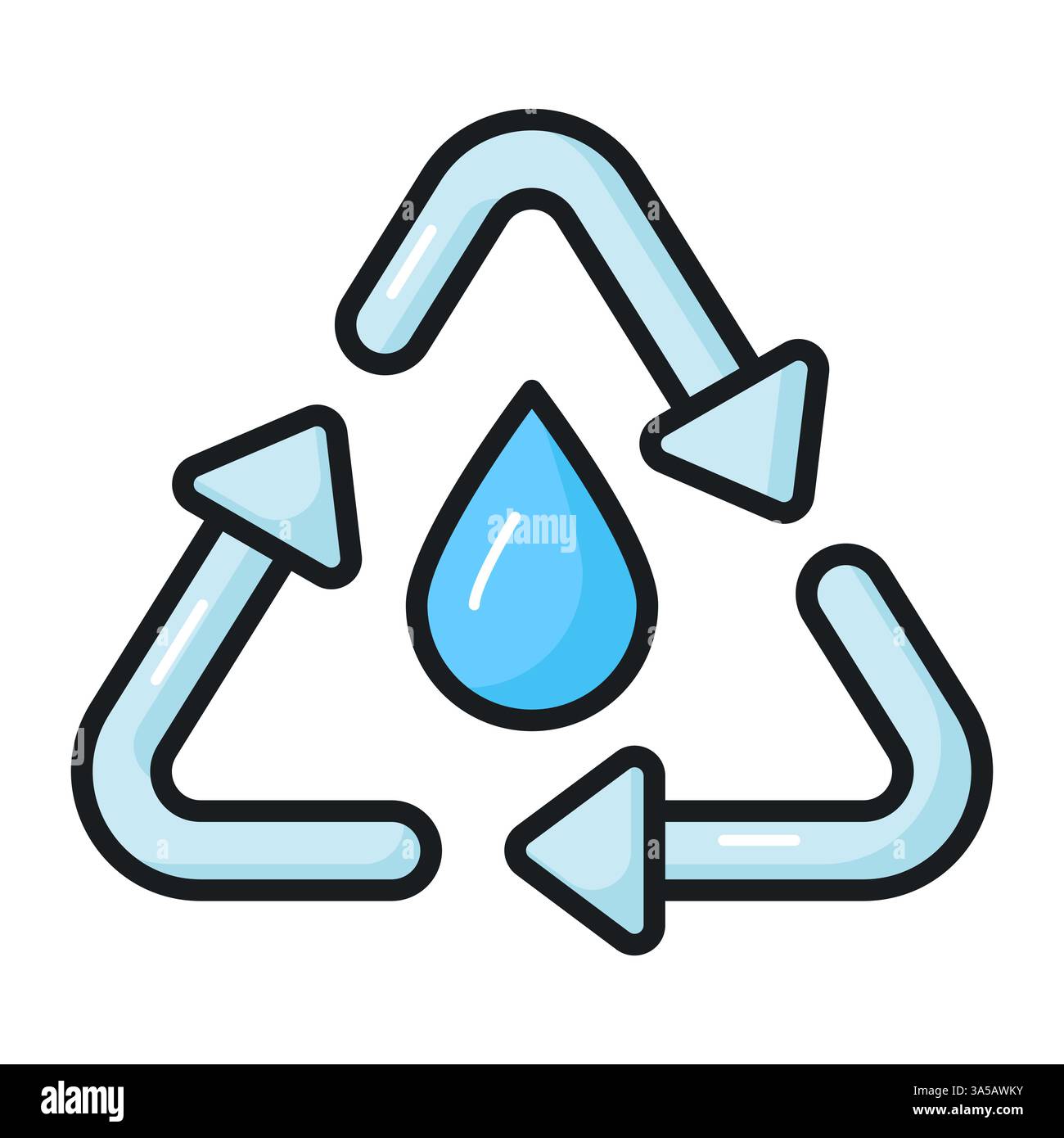 Water drop with recycling sign denoting concept vector of water ...