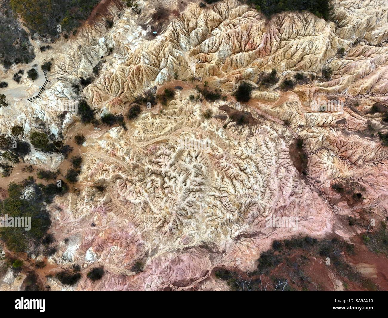 aerial view of Pink Cliffs Geological Reserve Heathcote. Australia ...