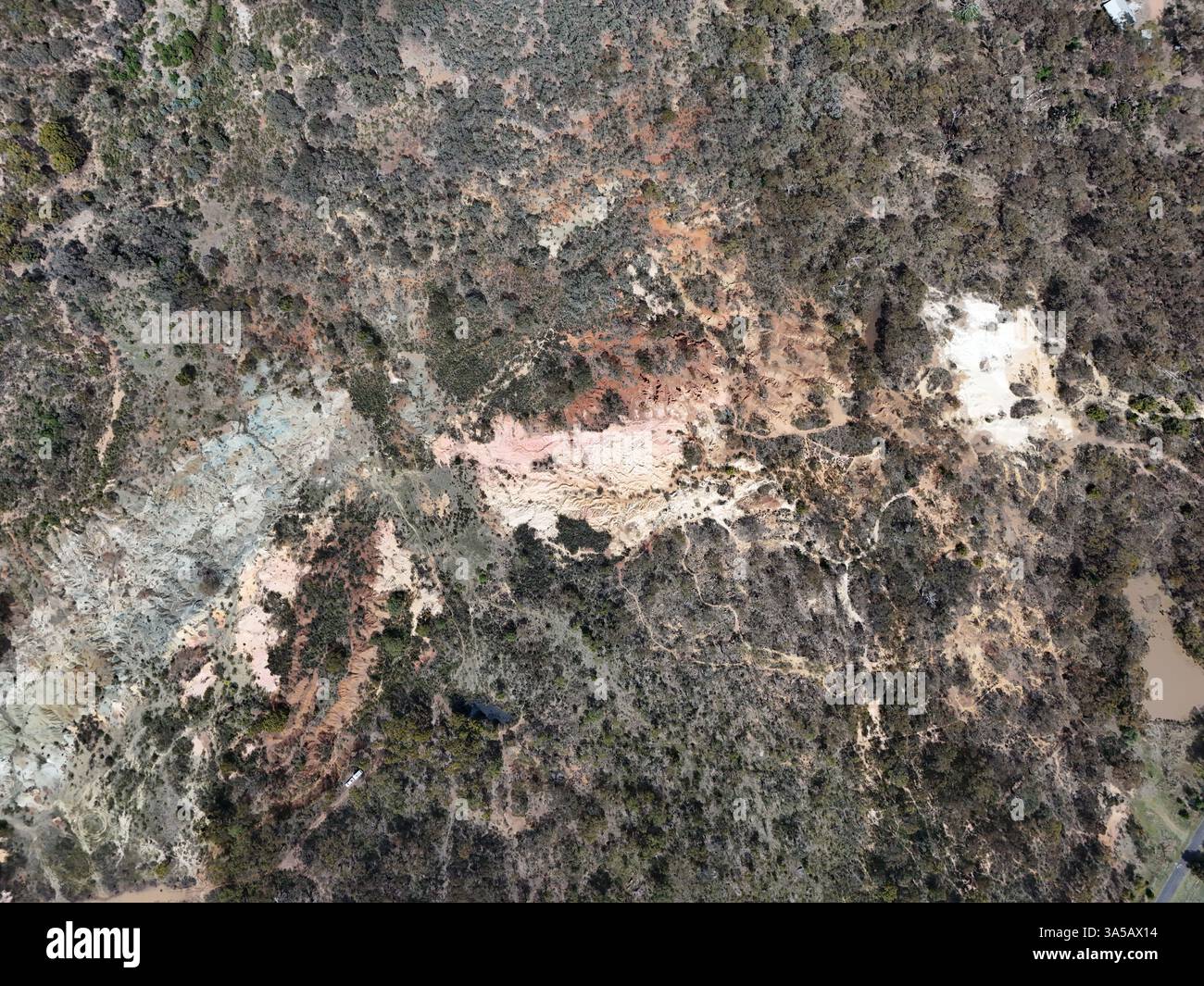 aerial view of Pink Cliffs Geological Reserve Heathcote. Australia ...
