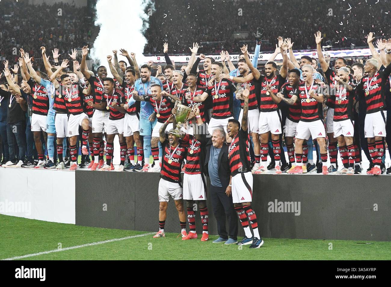 Rio de Janeiro, Brazil, March 16, 2025. Soccer players from the ...