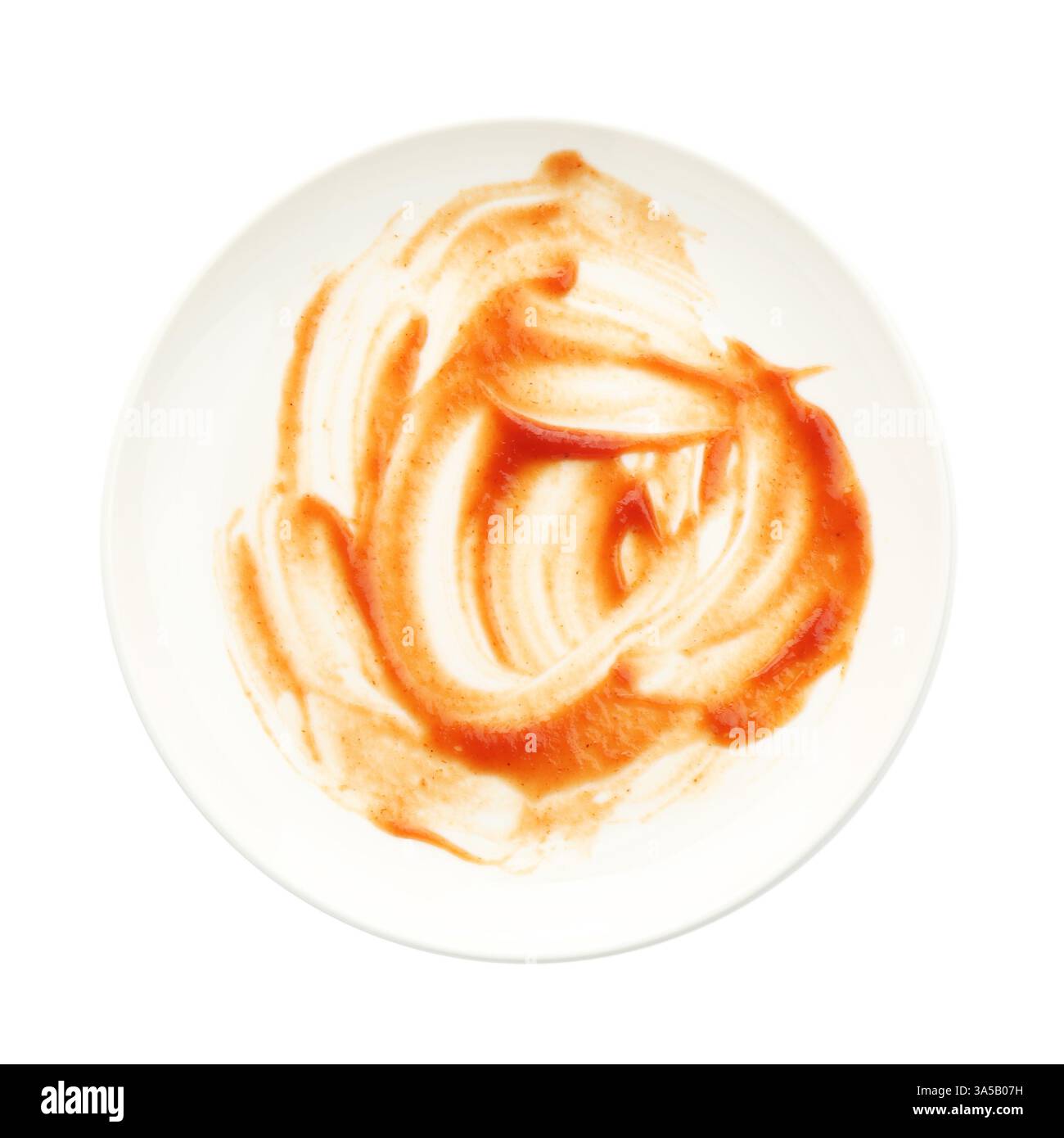 One dirty plate isolated on white, top view Stock Photo - Alamy