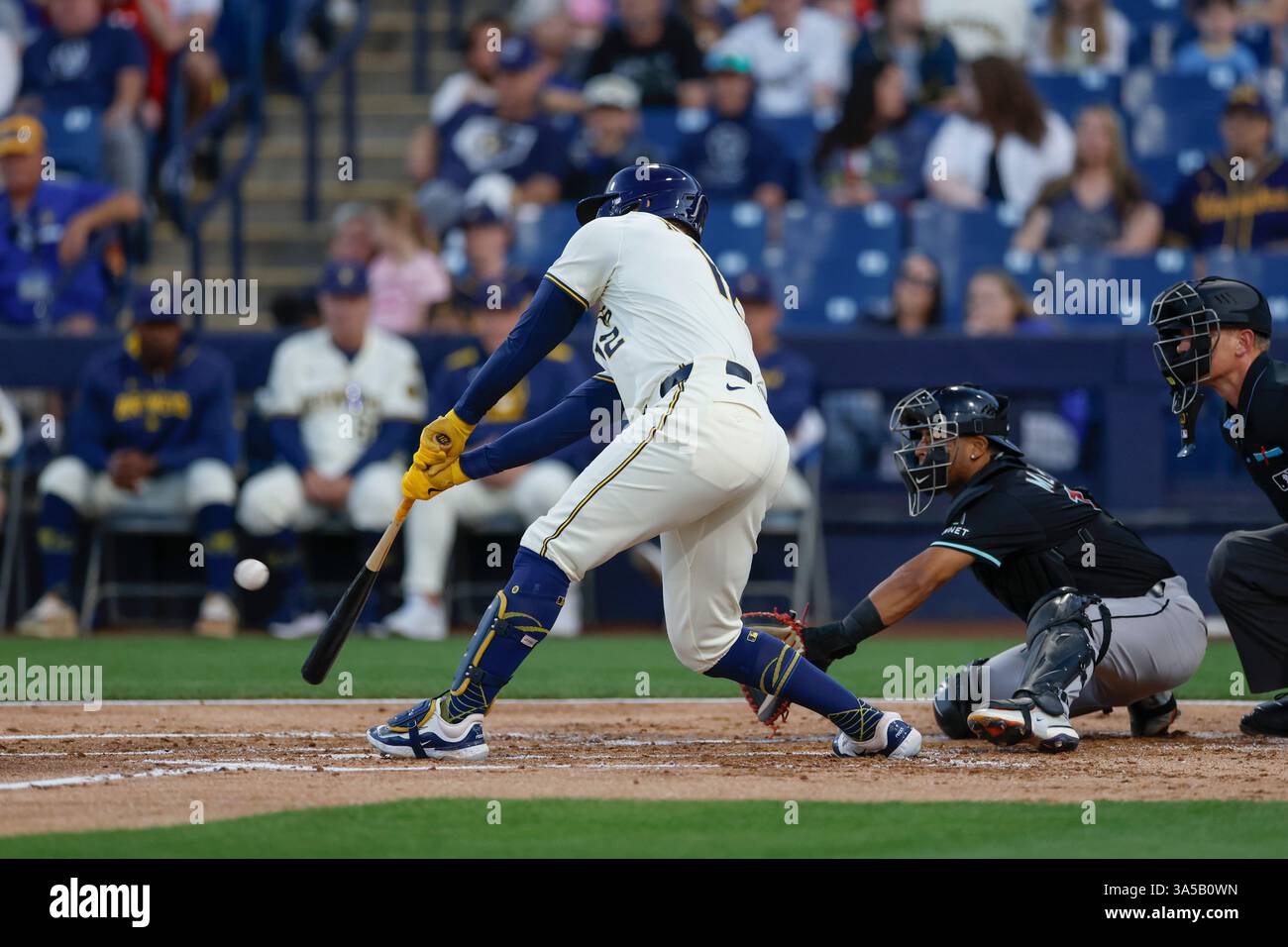 Phoenix, AZ. USA; Milwaukee Brewers first base Rhys Hoskins (12 ...