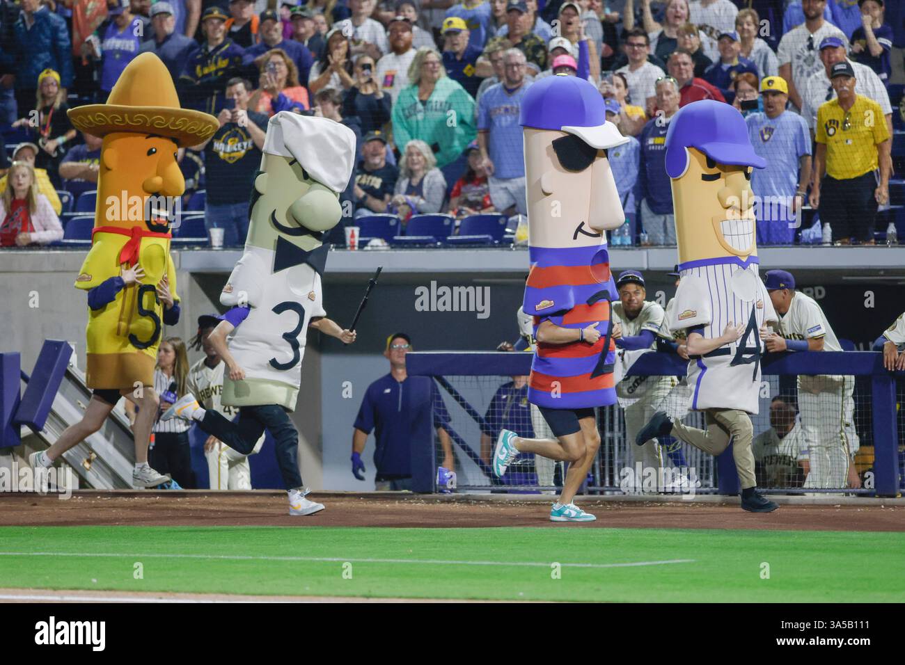 Phoenix, AZ. USA; A general image of the racing sausages during an MLB ...