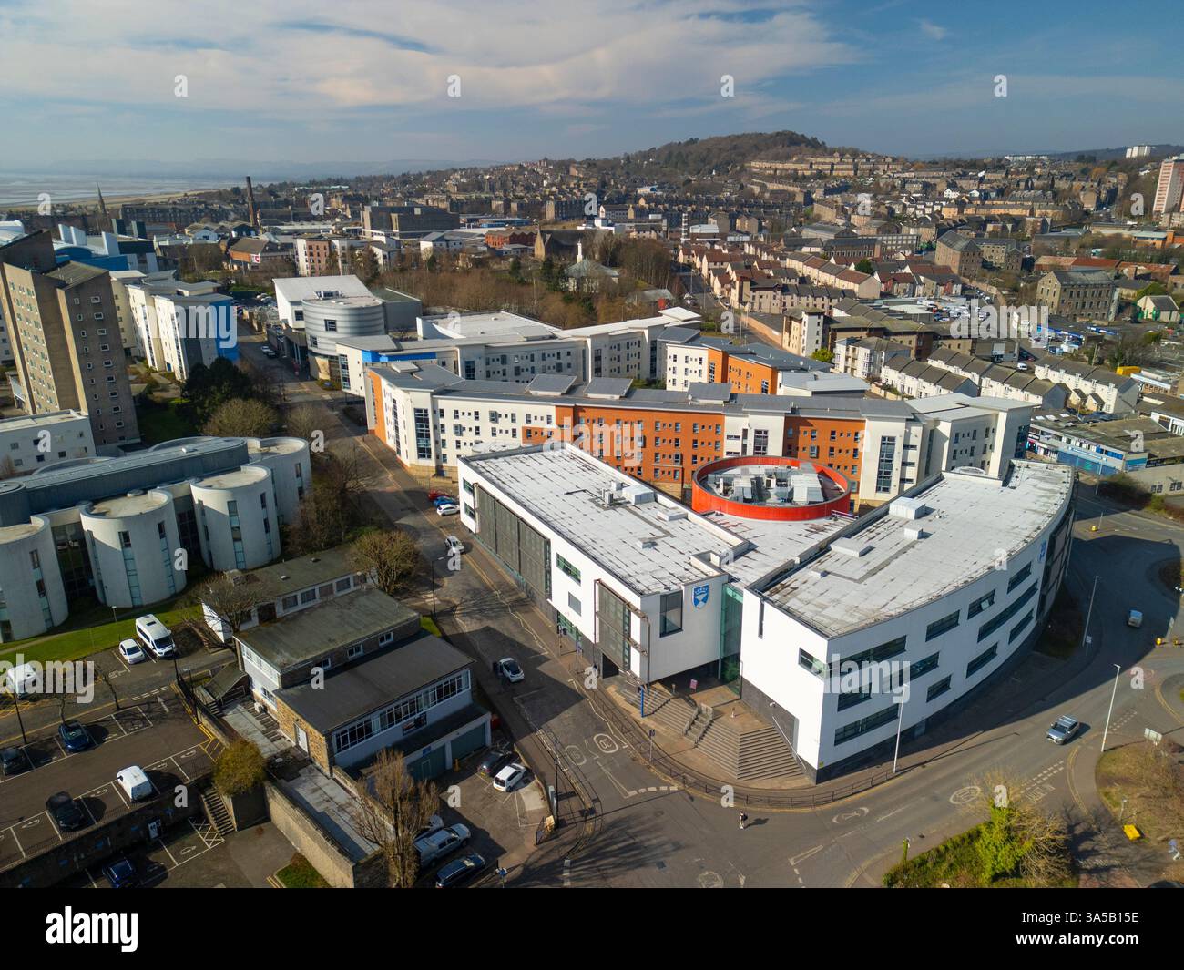 Aerial view of campus of University of Dundee in Dundee, Tayside ...