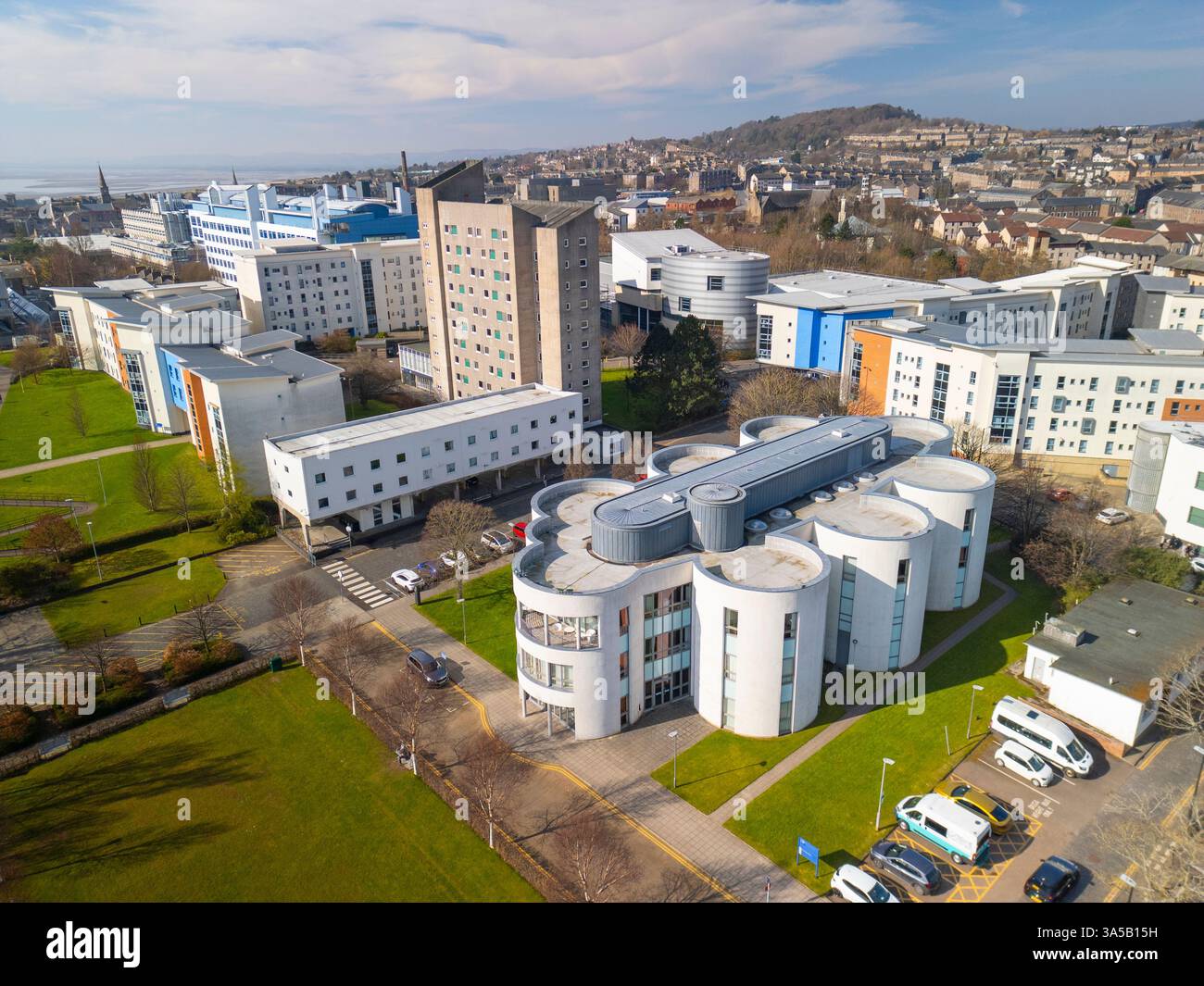 Aerial view of campus of University of Dundee in Dundee, Tayside ...