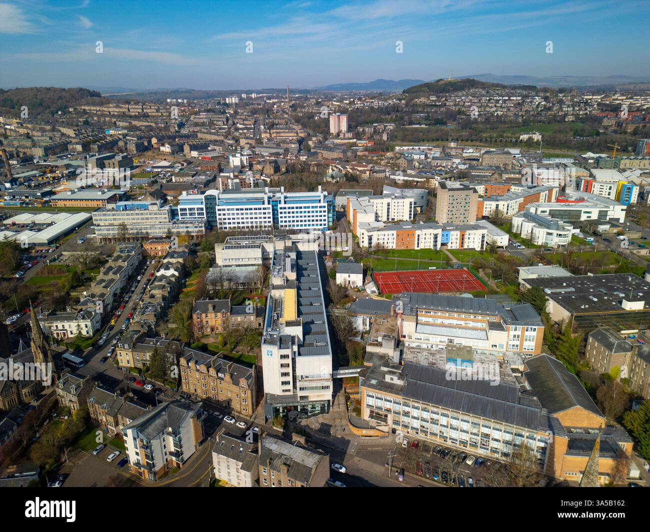 Aerial view of campus of University of Dundee in Dundee, Tayside ...