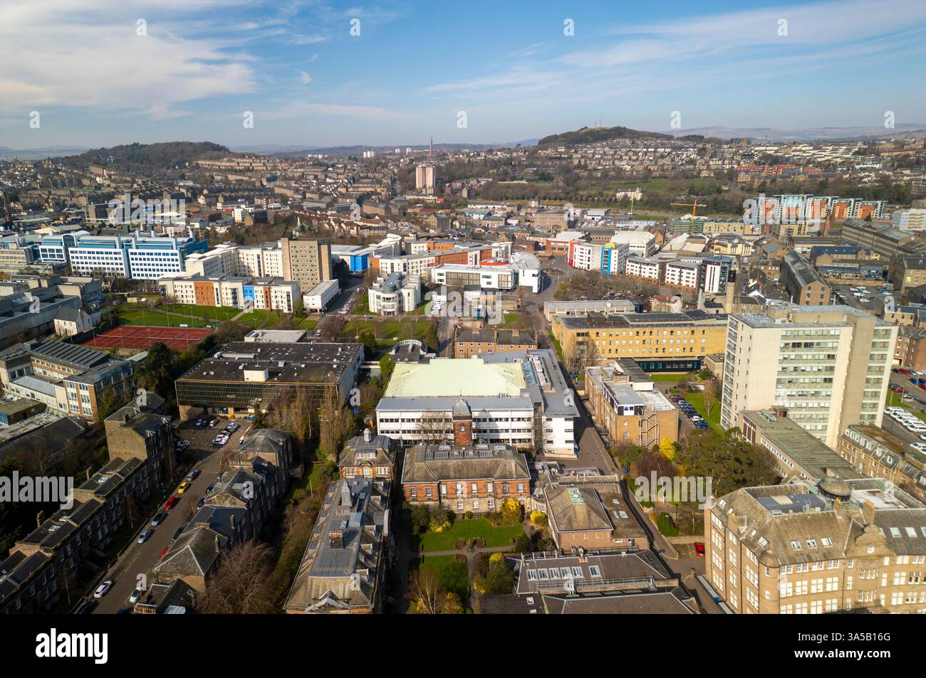 Aerial view of campus of University of Dundee in Dundee, Tayside ...