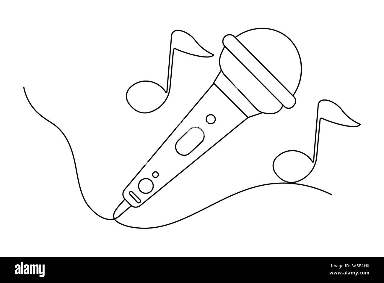 Microphone continuous single line art and isolated outline vector ...