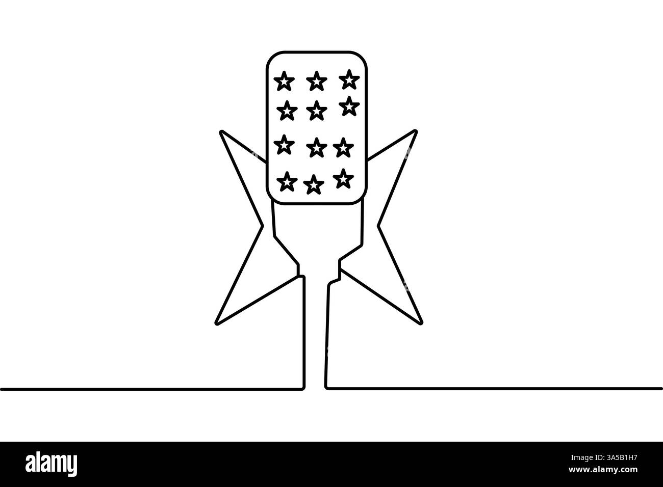 Microphone continuous single line art and isolated outline vector ...