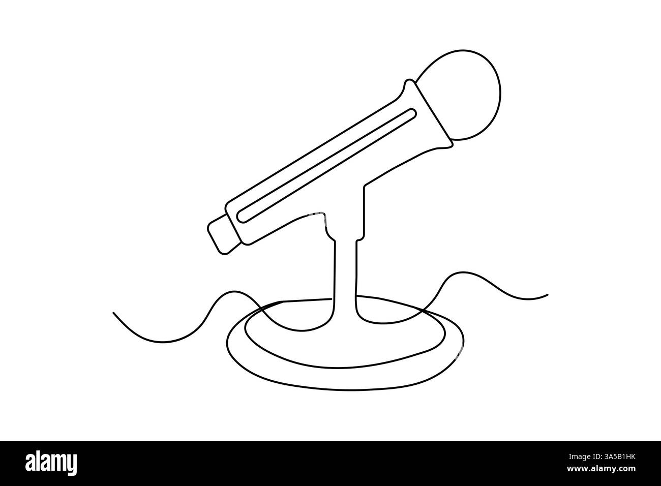 Microphone continuous single line art and isolated outline vector ...