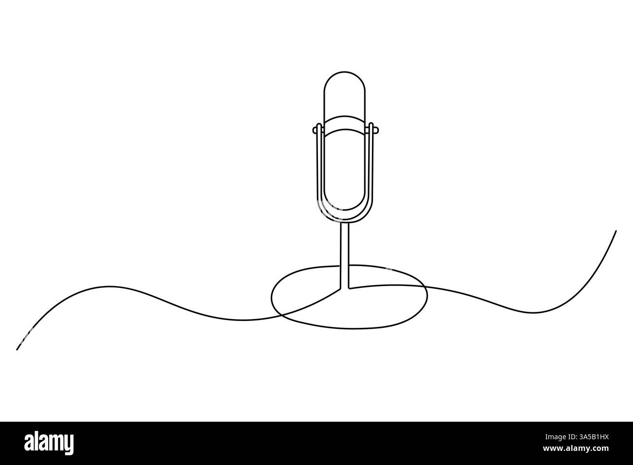 Microphone continuous single line art and isolated outline vector ...