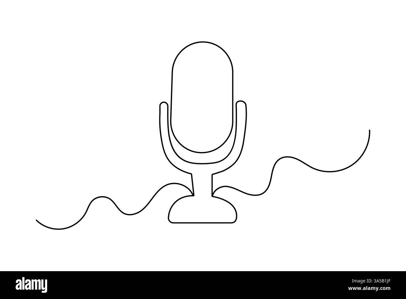 Microphone continuous single line art and isolated outline vector ...