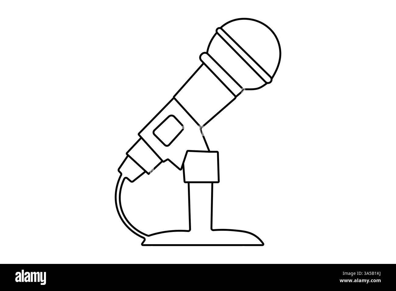 Microphone continuous single line art and isolated outline vector ...