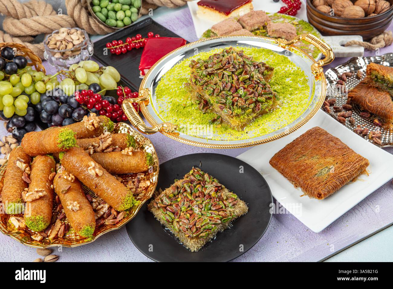 Turkish desserts baklava and kadayif. Traditional Turkish assorted ...