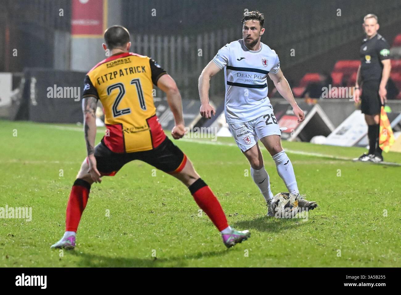 Glasgow, Scotland, UK. 21st March, 2025. Lewis Stevenson of Raith ...