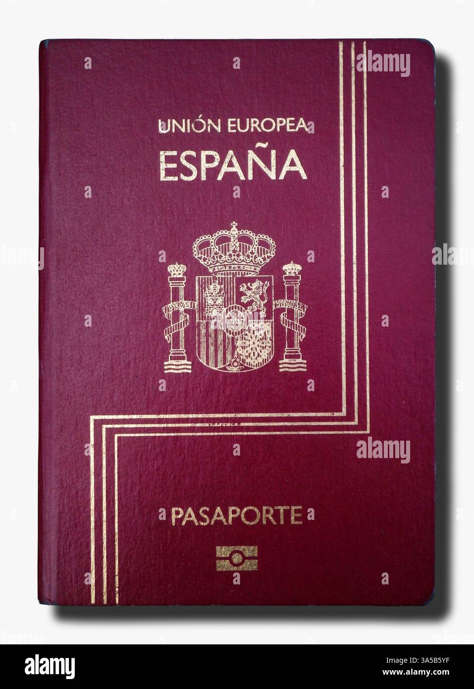 Close-up on a Spanish passport isolated on a white background Stock ...