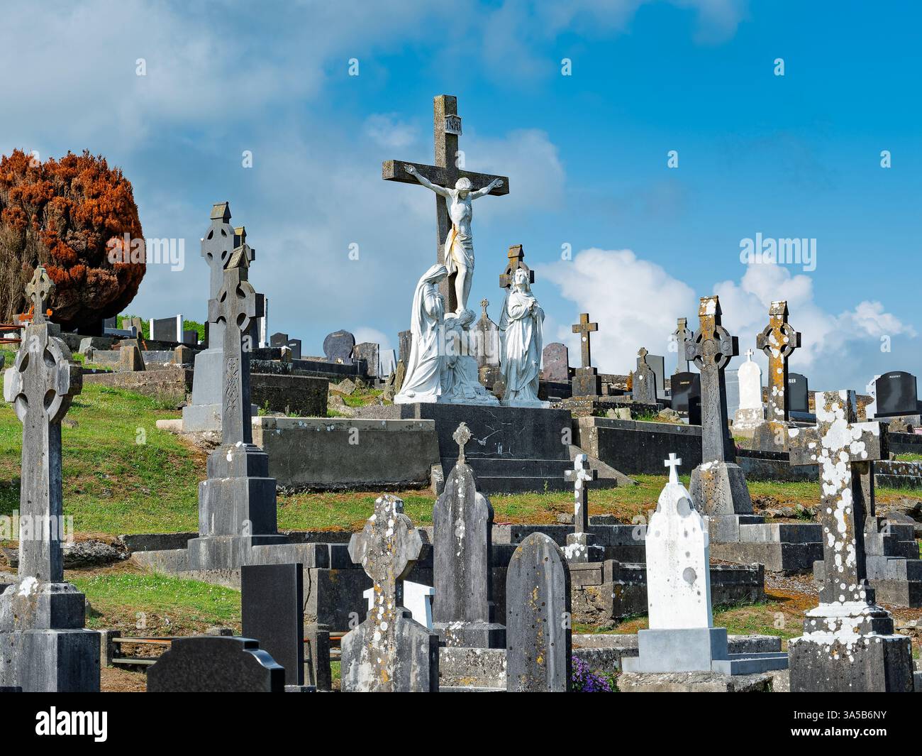 Exploring an ancient Irish cemetery with unique gravestones under a ...