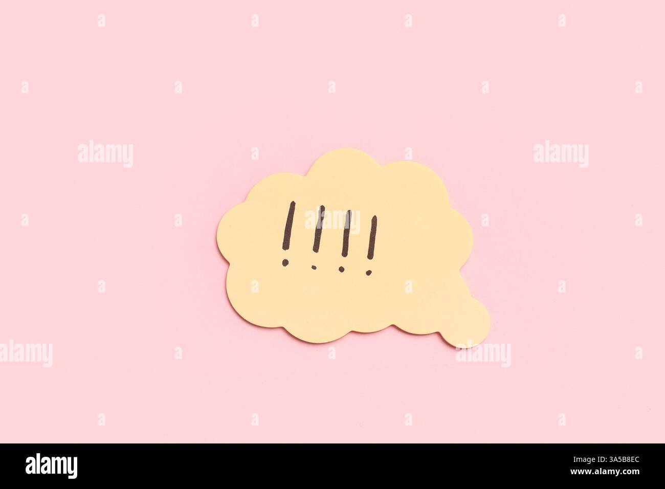 Speech bubble with exclamation marks on pink background Stock Photo - Alamy