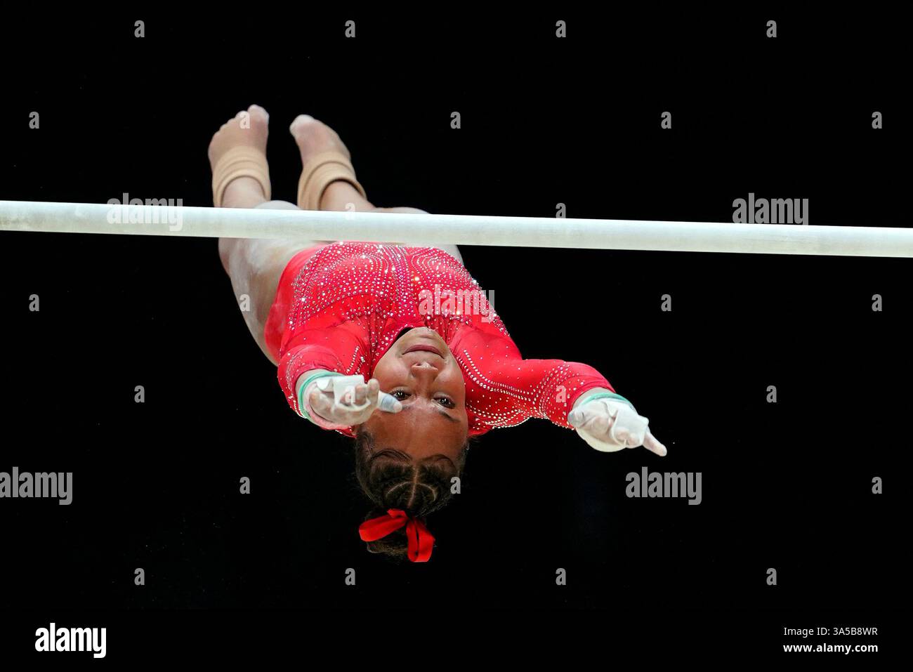 Tilly Wright performs on the uneven bars on day three of the 2025 ...