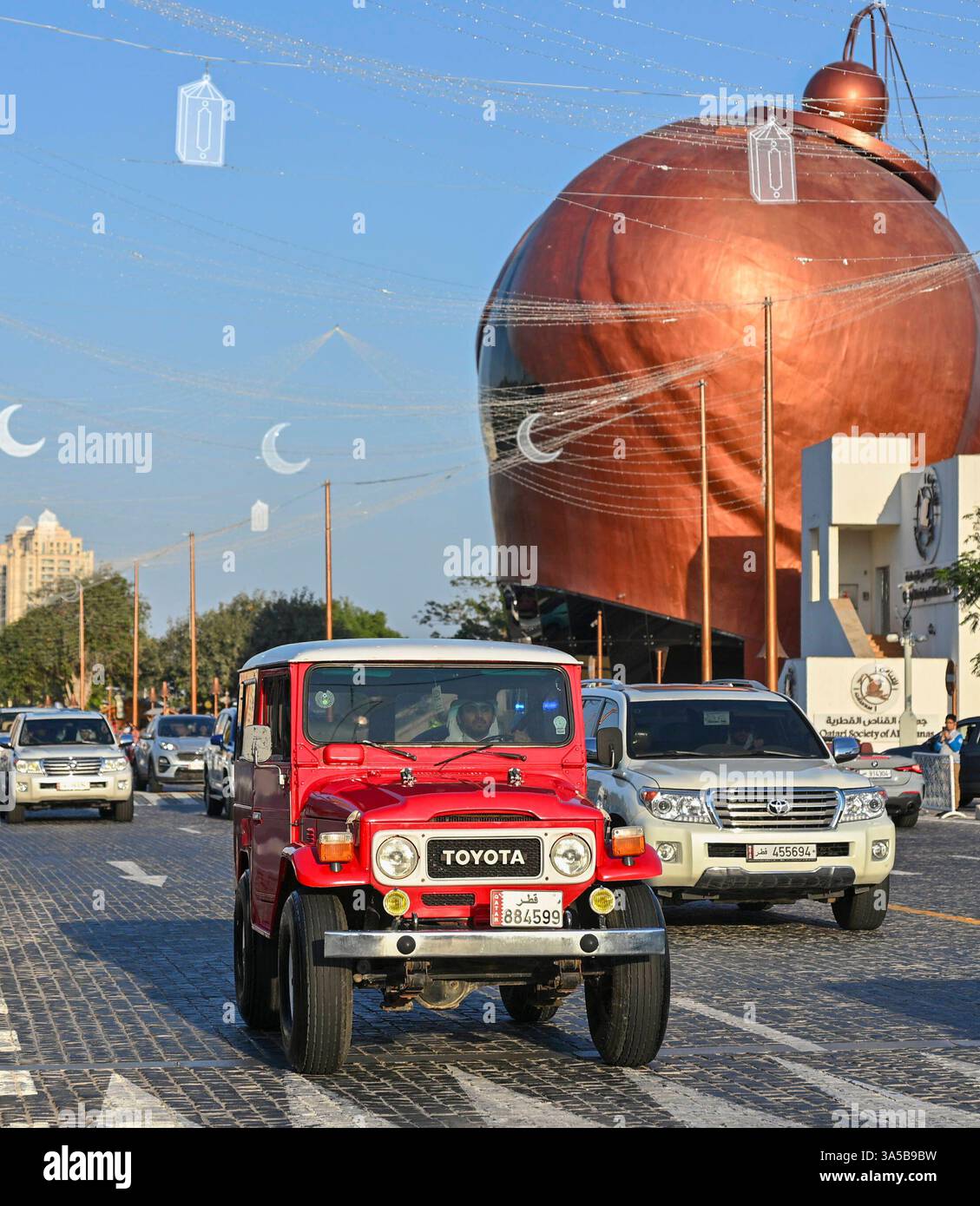 Car Parade Ramadan 2025 In Doha,Qatar A Qatari man is driving a Totota ...
