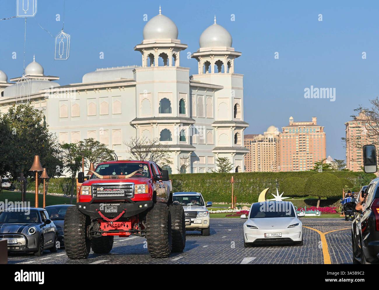 Car Parade Ramadan 2025 In Doha,Qatar A Qatari man is driving a GMC car ...