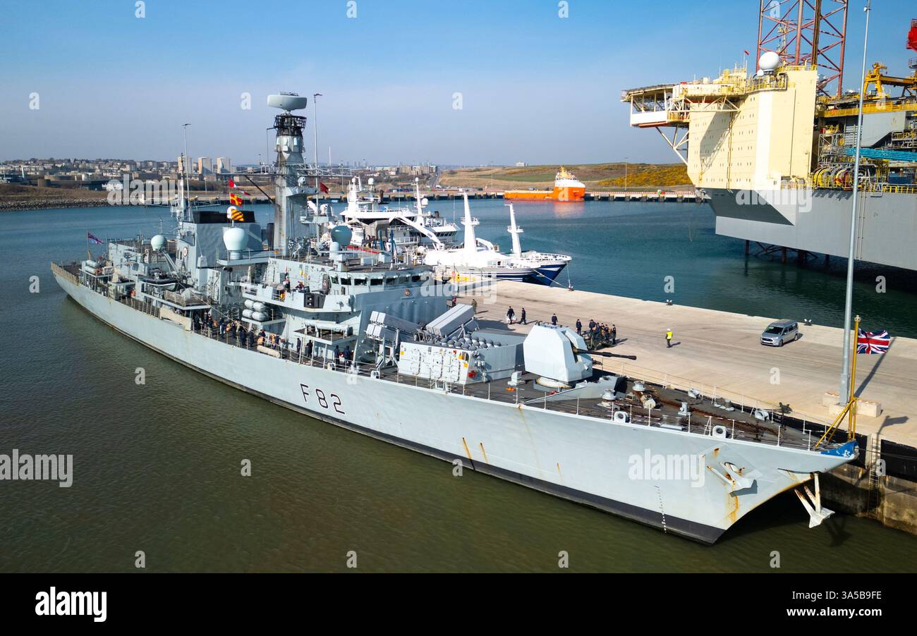 Aerial view of Aberdeen South Harbour - Port of Aberdeen with HMS ...