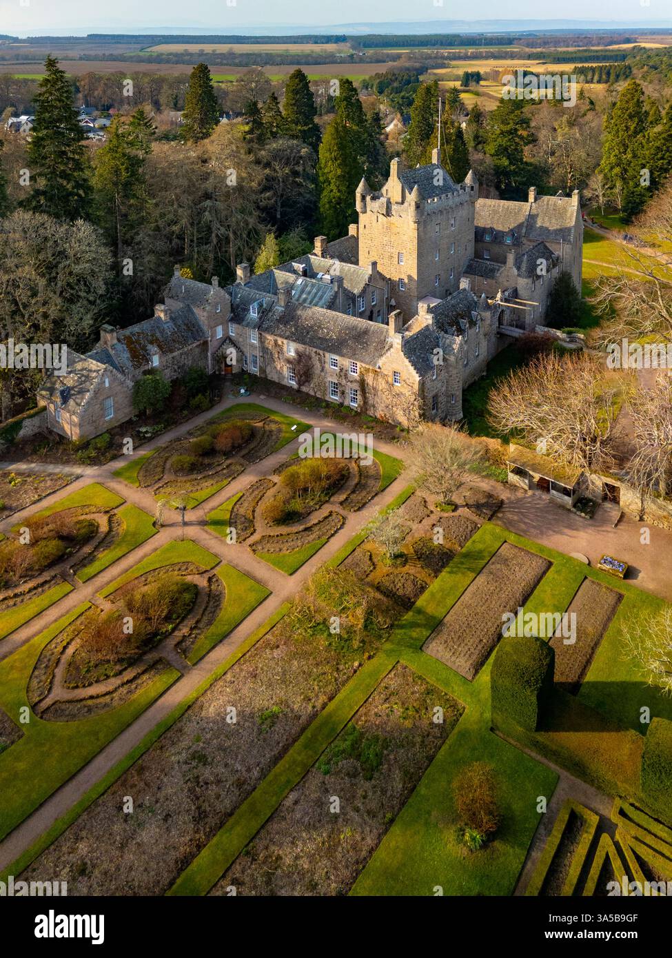 Aerial view of Cawdor Castle near Nairn, Highland, Scotland, UK Stock ...