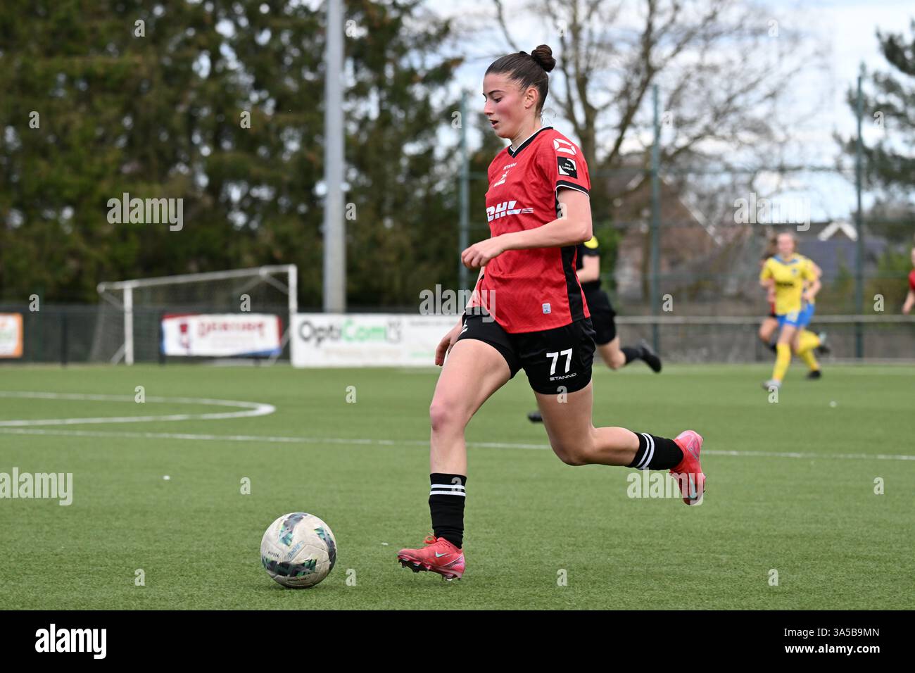 Ioanna Papatheodorou (77) of OHL pictured in action with the ball ...