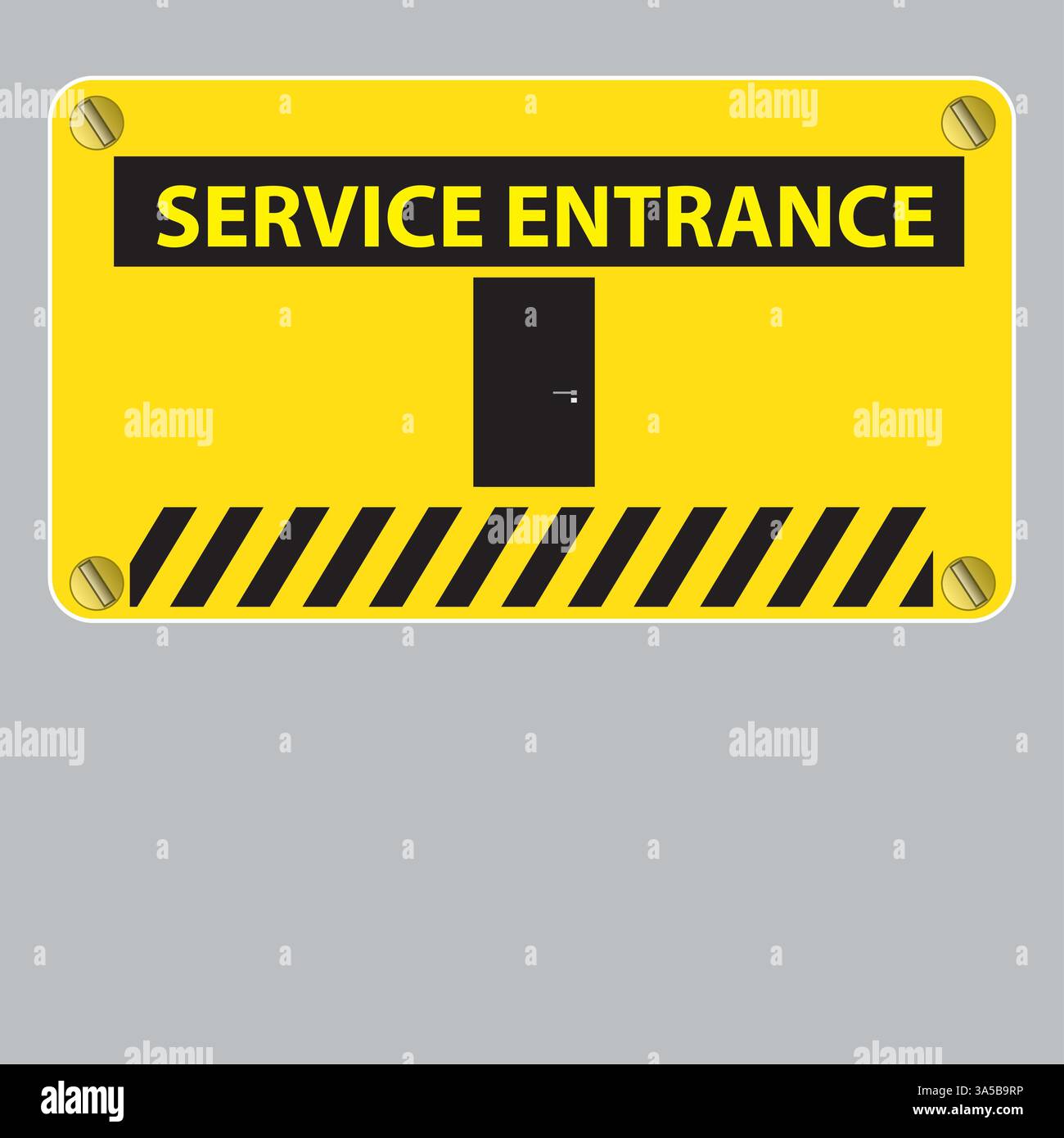 Yellow warning symbol with silhouette of a door and the text service ...