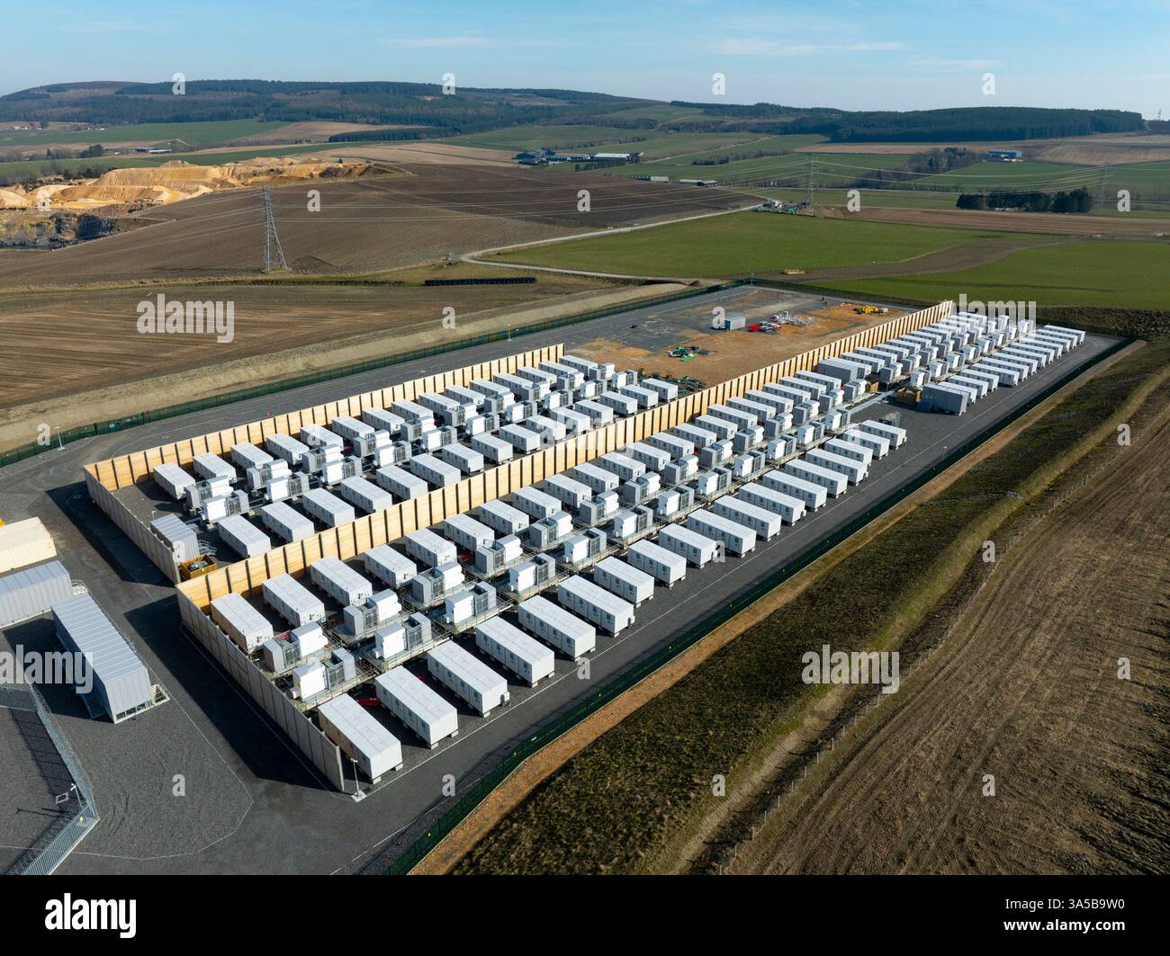 Aerial view of Europe's biggest battery storage project by Zenobe at ...