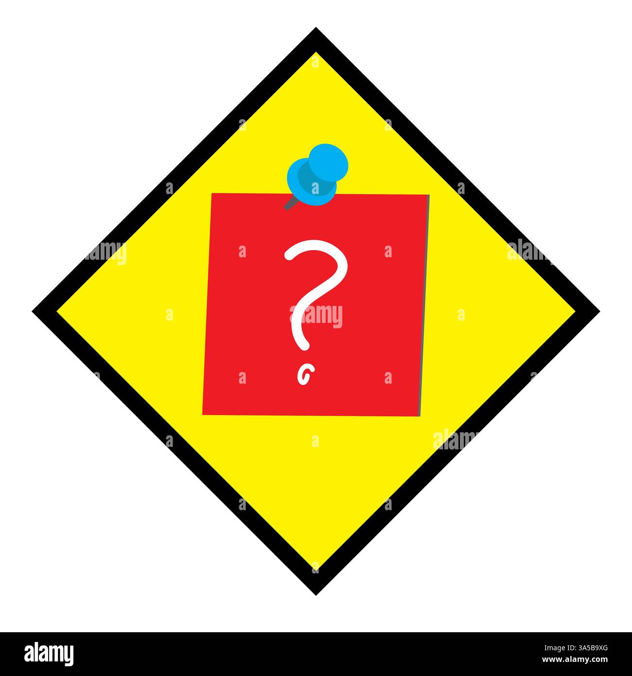 Yellow sticker and a sticky note with a question mark Stock Photo - Alamy