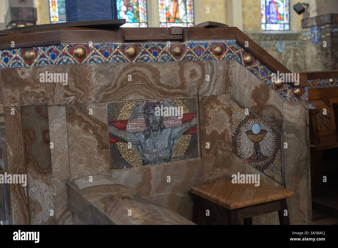 Detail of the interior of early 20th century Notre Dame des Malades ...