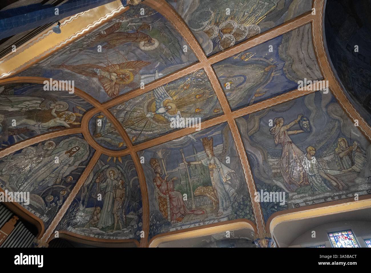 The colourful ceiling of early 20th century Notre Dame des Malades ...
