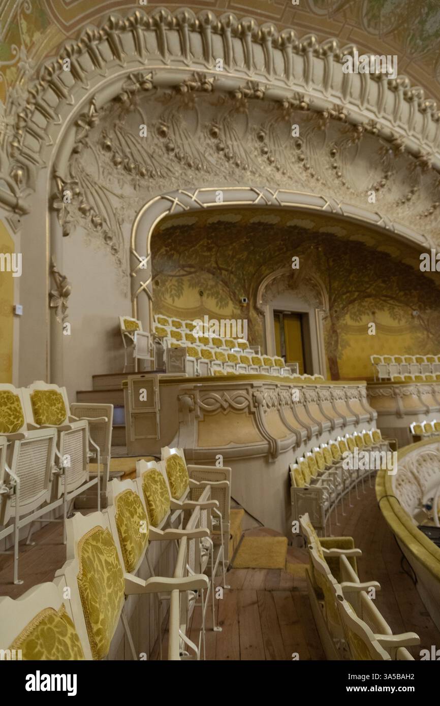 The cheaper, caned, seats in the upper circle of the Vichy opera house ...