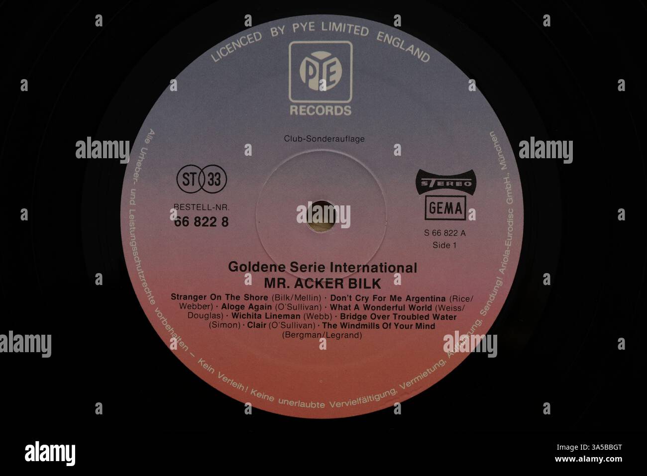 Vintage Record Label, Golden Series International, Mr. Acker Bilk, Pye ...