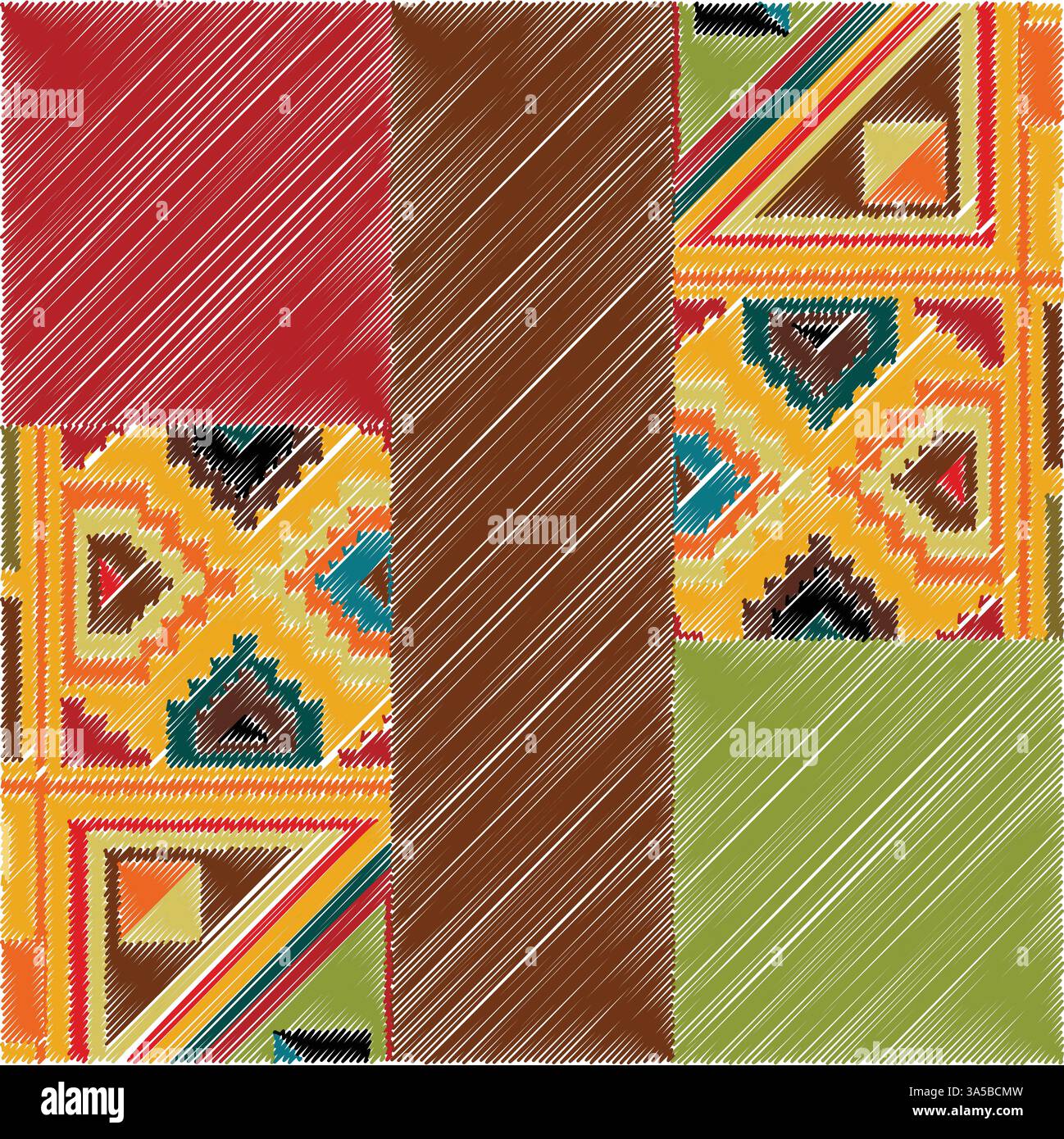 A vibrant geometric composition inspired by Andean textile art ...