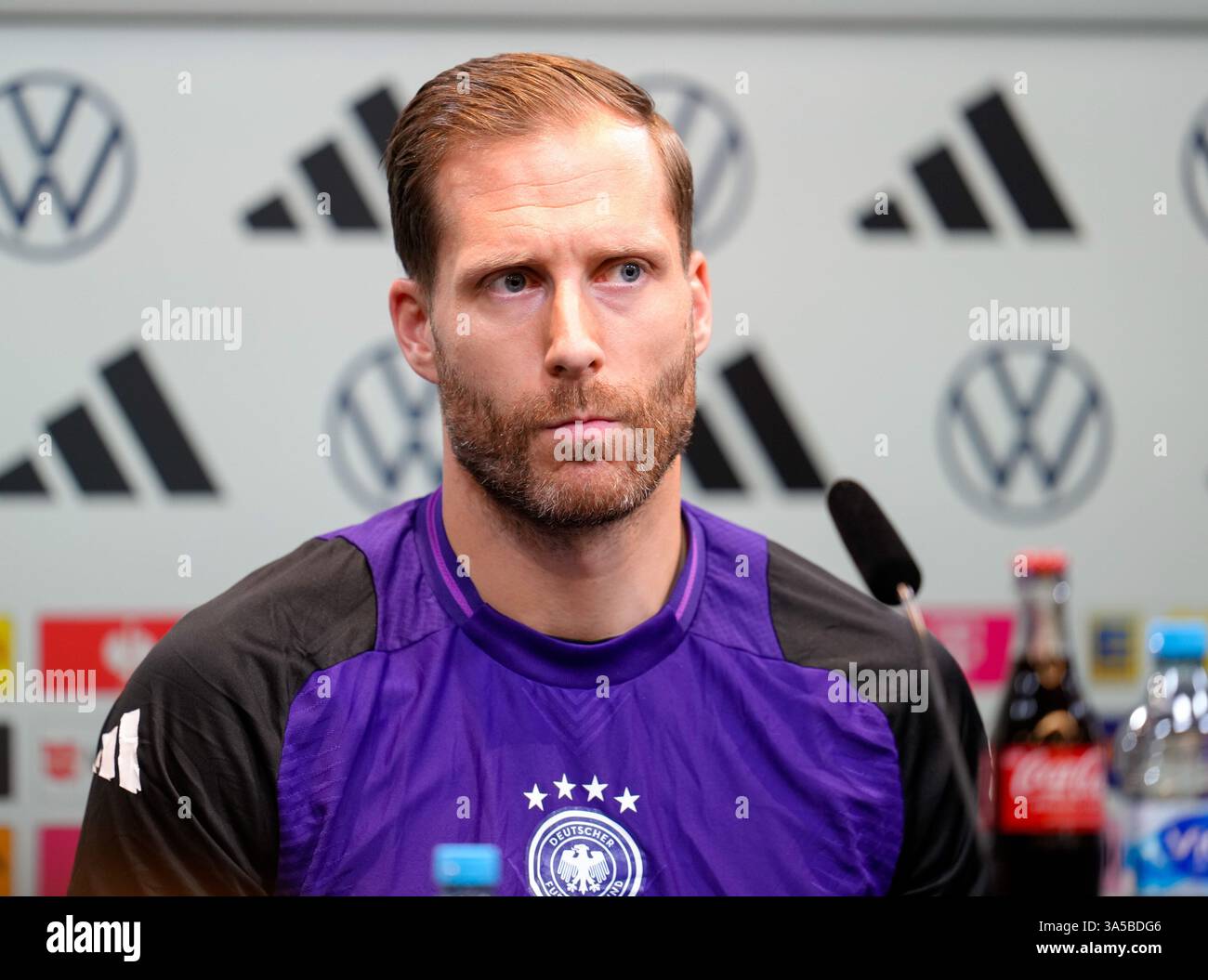 Oliver Baumann (Germany, #1) answers questions from the media during a ...