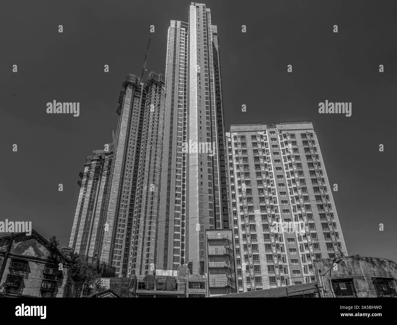 02 25 2024 Black and White Photo of New High rise Building at Jacob ...