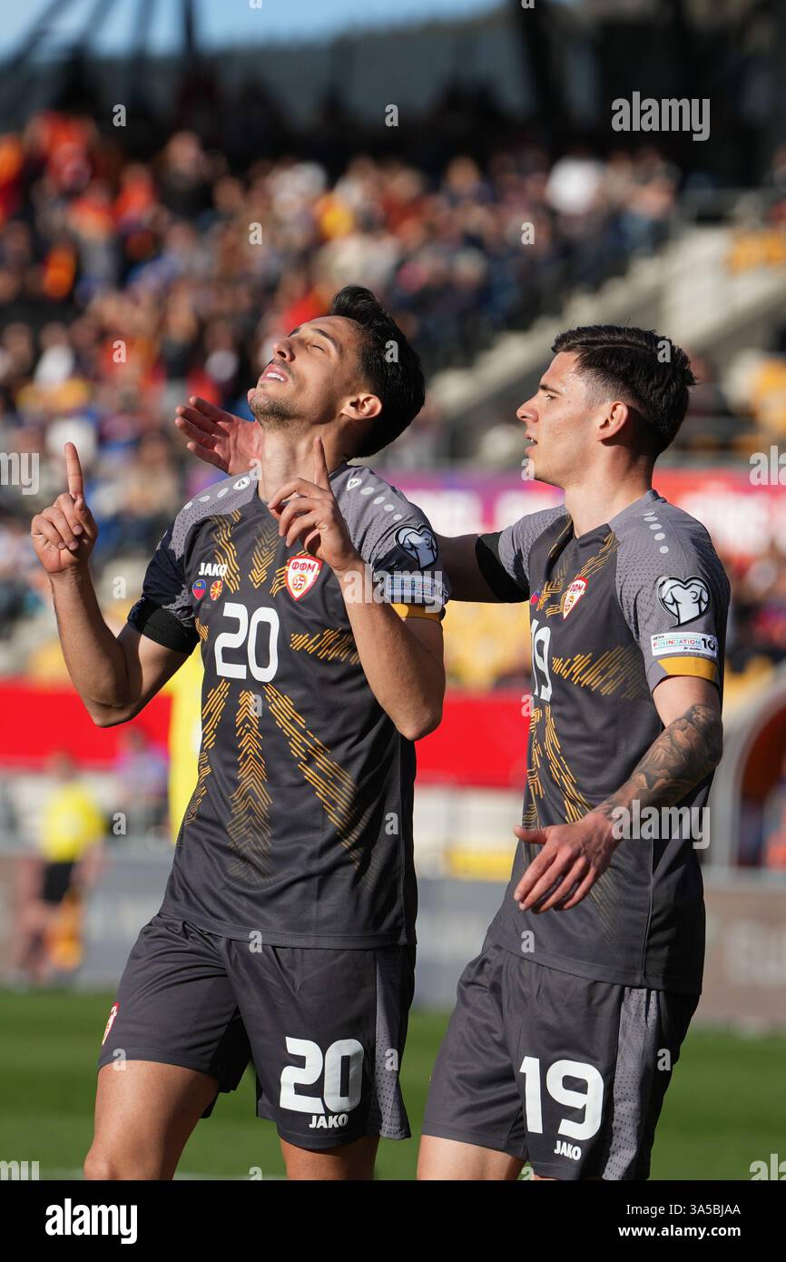 Bojan Miovski (20 MKD) celebrating his goal with David Toševski (19 MKD ...