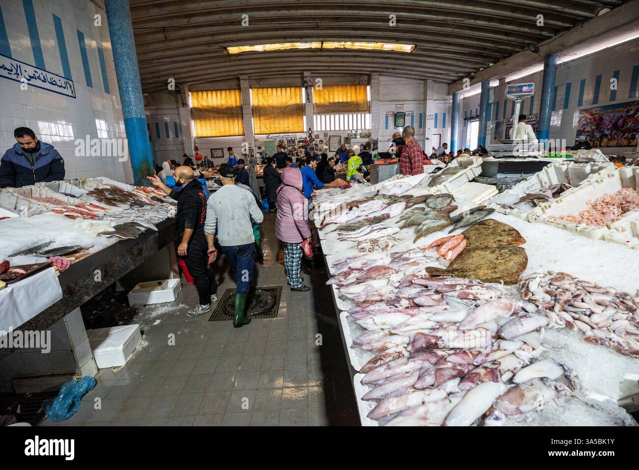 covered fish market of the souk, souk market ,Tangier, Morocco, North ...