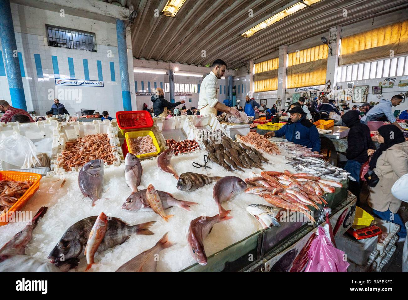 covered fish market of the souk, souk market ,Tangier, Morocco, North ...