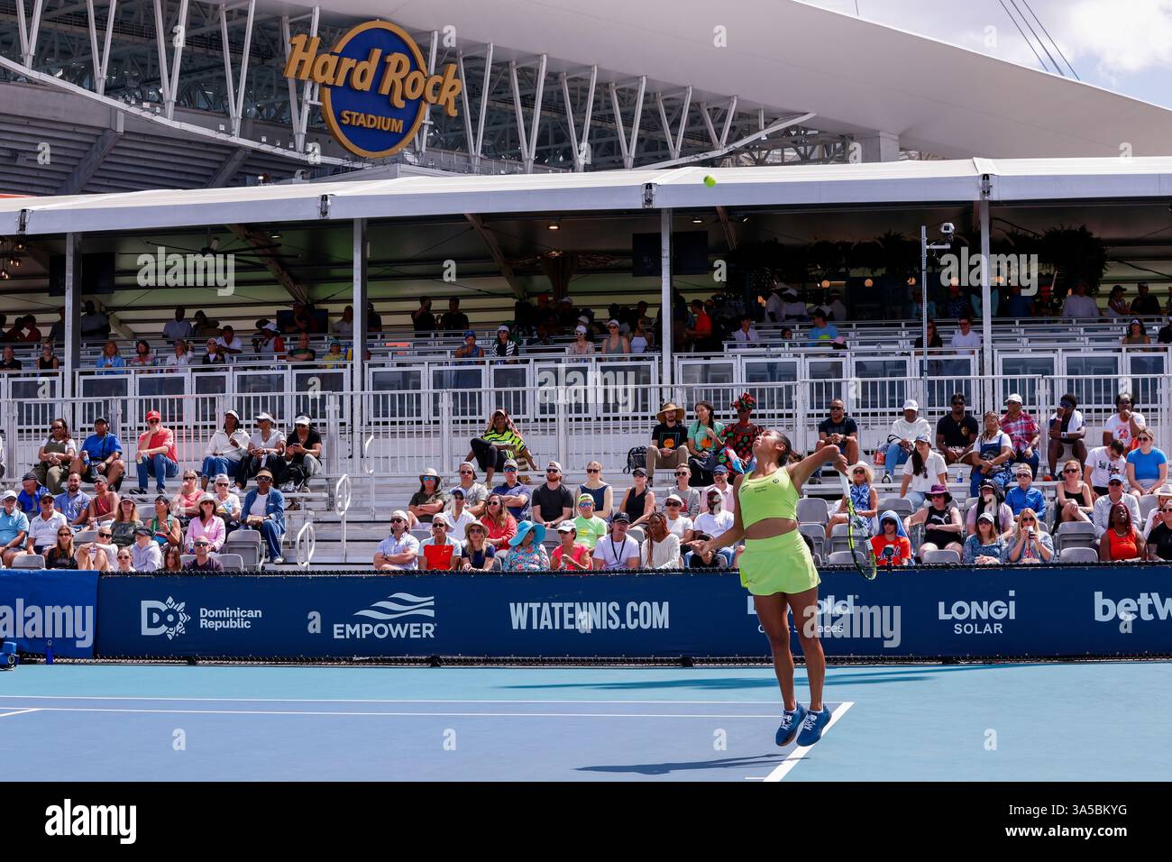 MIAMI GARDENS, FL - MARCH 22: Leylah Fernandez (CAN) in action during a Miami Open match against ...