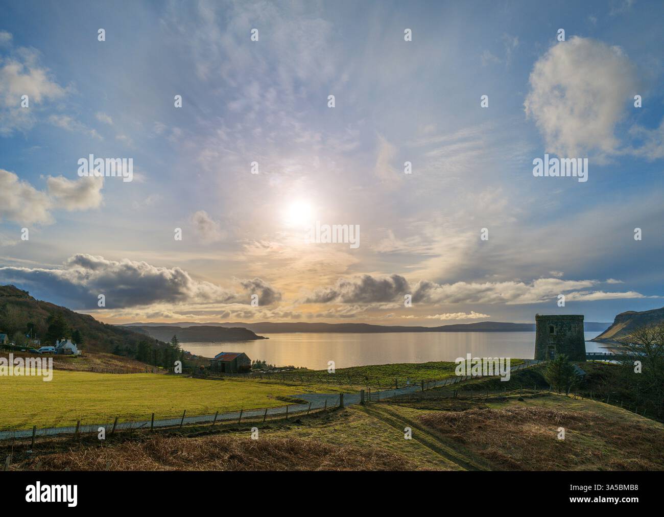 The Uig Tower, also known as Captain Fraser's Folly, on the seafront in ...