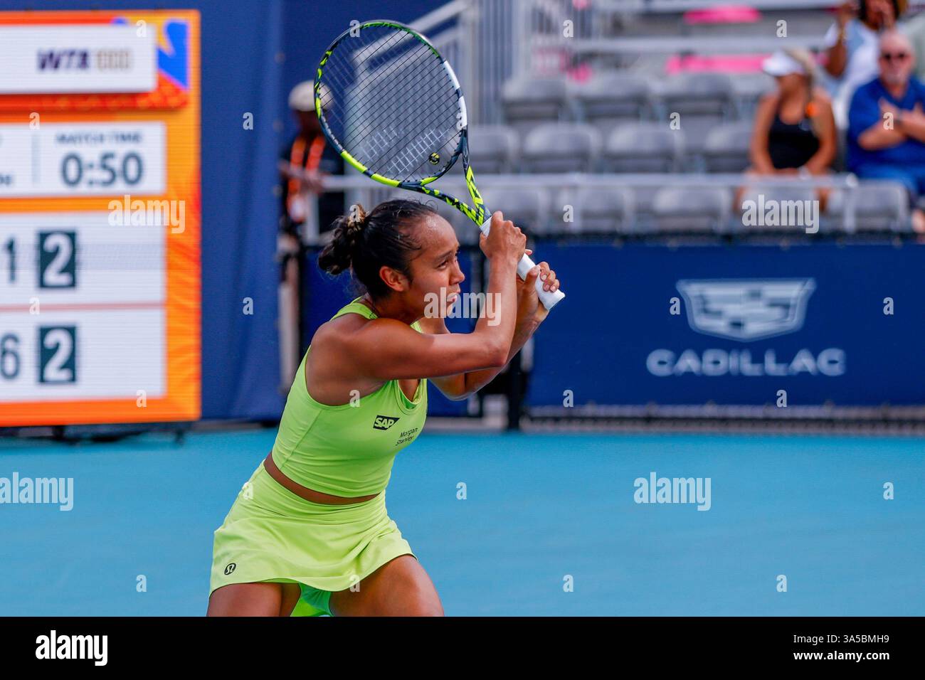 MIAMI GARDENS, FL - MARCH 22: Leylah Fernandez (CAN) in action during a Miami Open match against ...