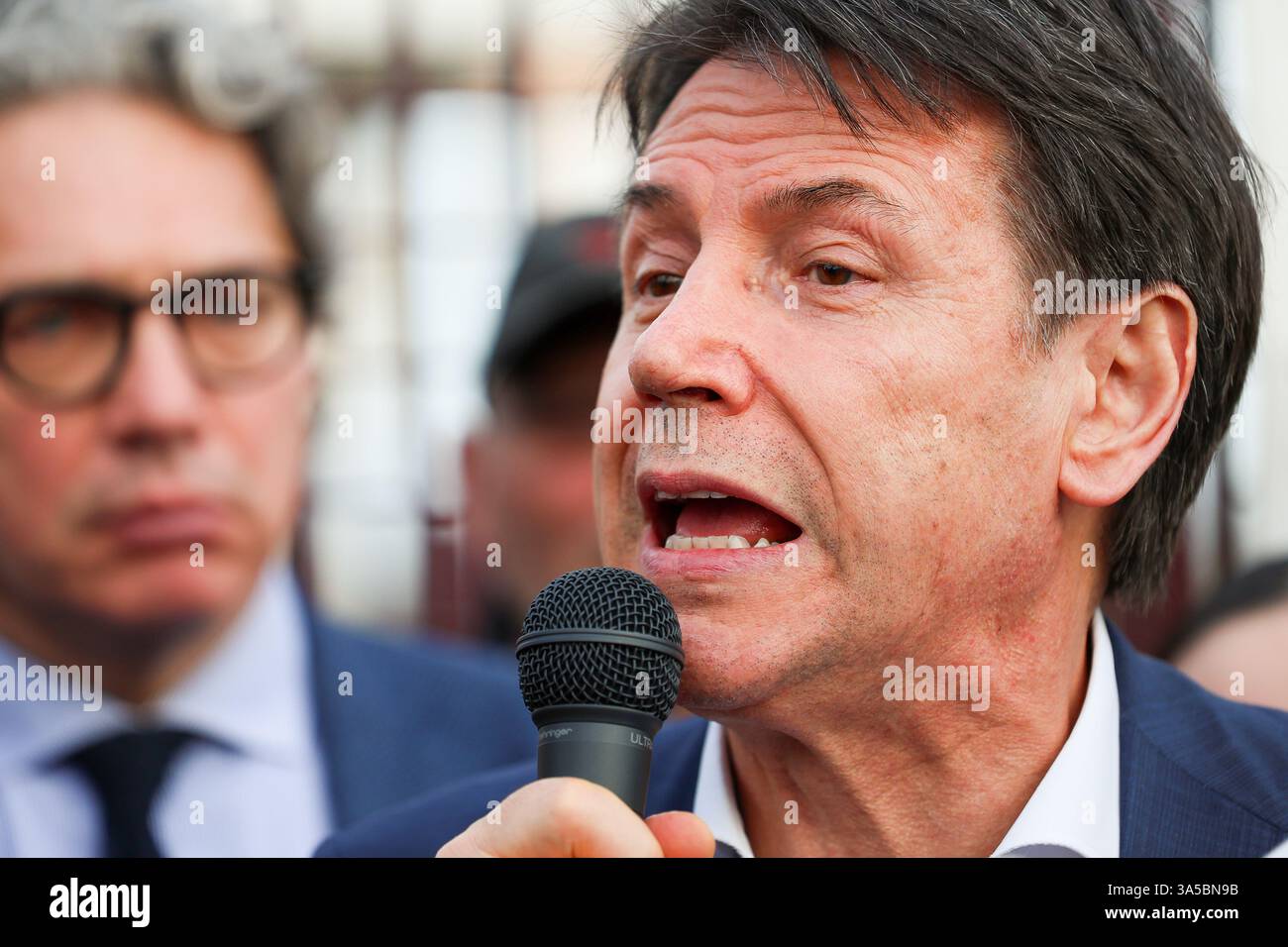 Marcianise, Italy, 22 March 2025. The president of the 5 Star Movement ...