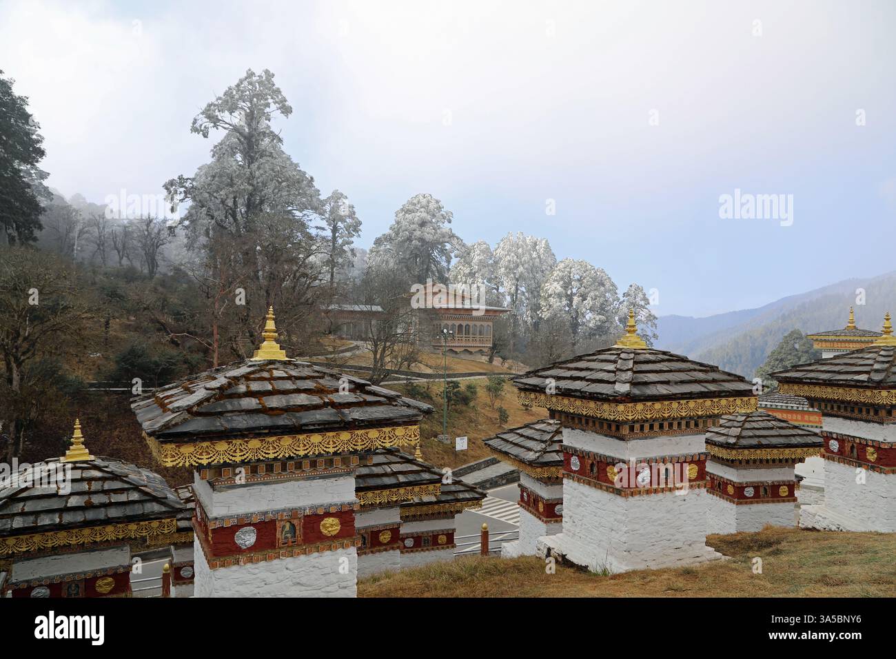 Winter morning at Dochu La in Bhutan Stock Photo - Alamy
