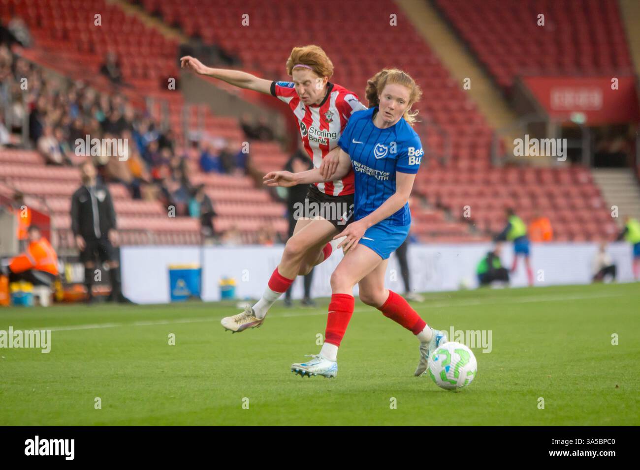 Southampton, UK. 22nd Mar, 2025. Milly Mott (3 Southampton) and Sophie ...